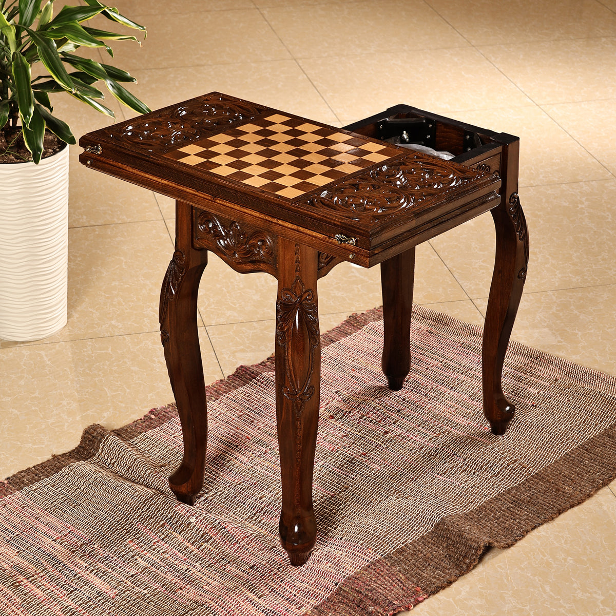 UNDISCOVERED Artisan Box | Hand-Carved Beechwood Chess and Backgammon Set - Table of the Sages