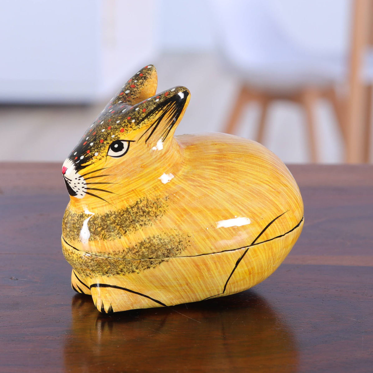 UNDISCOVERED Artisan Box | Hand-Painted Papier Mache Rabbit Decorative ...