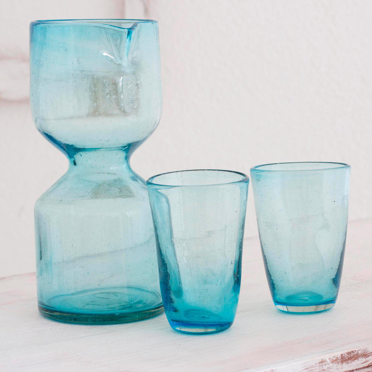 UNDISCOVERED Artisan Box | Handblown Recycled Glass Pitcher Set for 2 ...