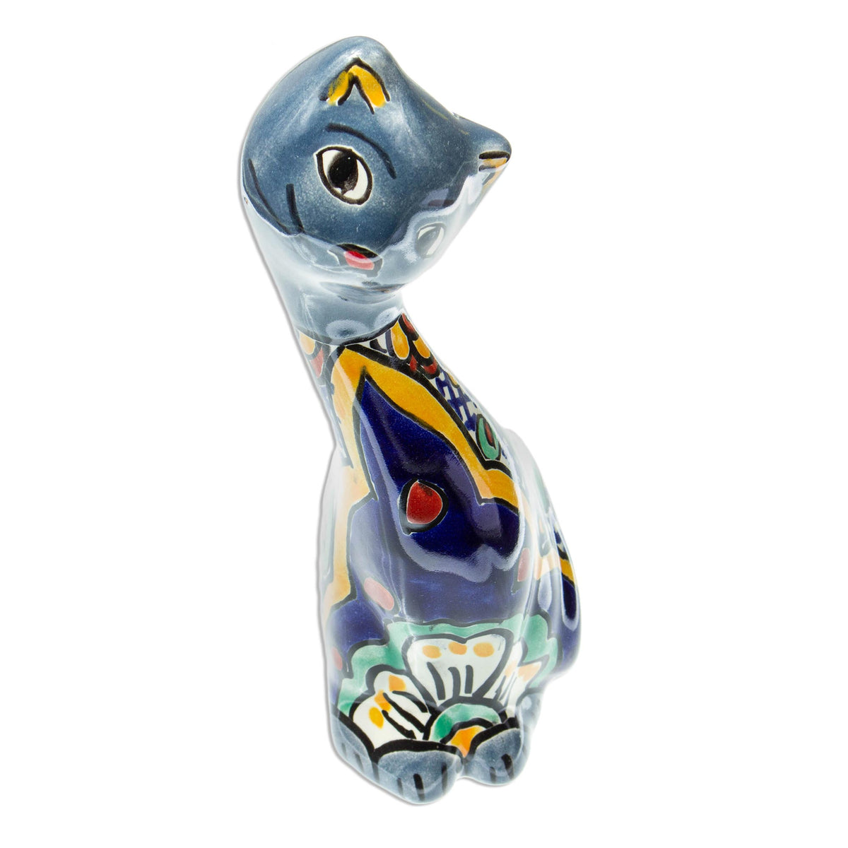 UNDISCOVERED Artisan Box | Hand Painted Floral Ceramic Cat Statuette ...