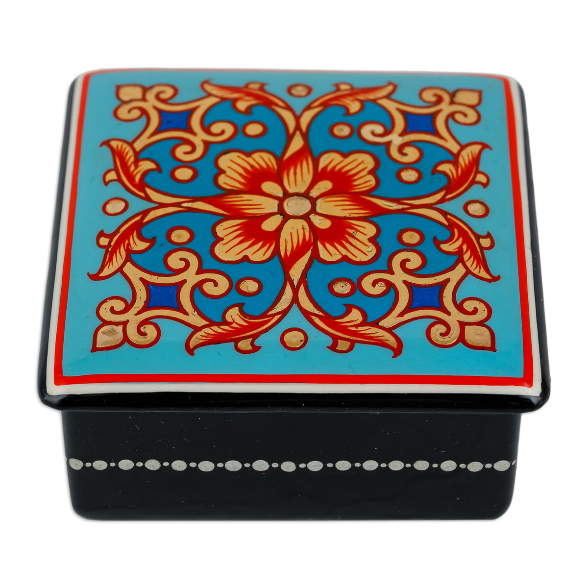 UNDISCOVERED Artisan Box | Lacquered Hand-Painted Blue Papier Mache ...