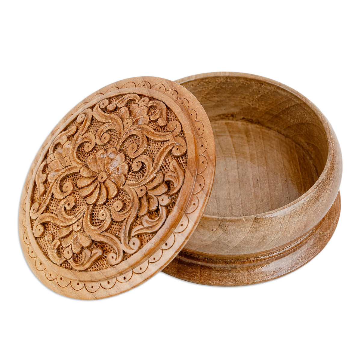 UNDISCOVERED Artisan Box | Traditional Handmade Floral Round Walnut ...