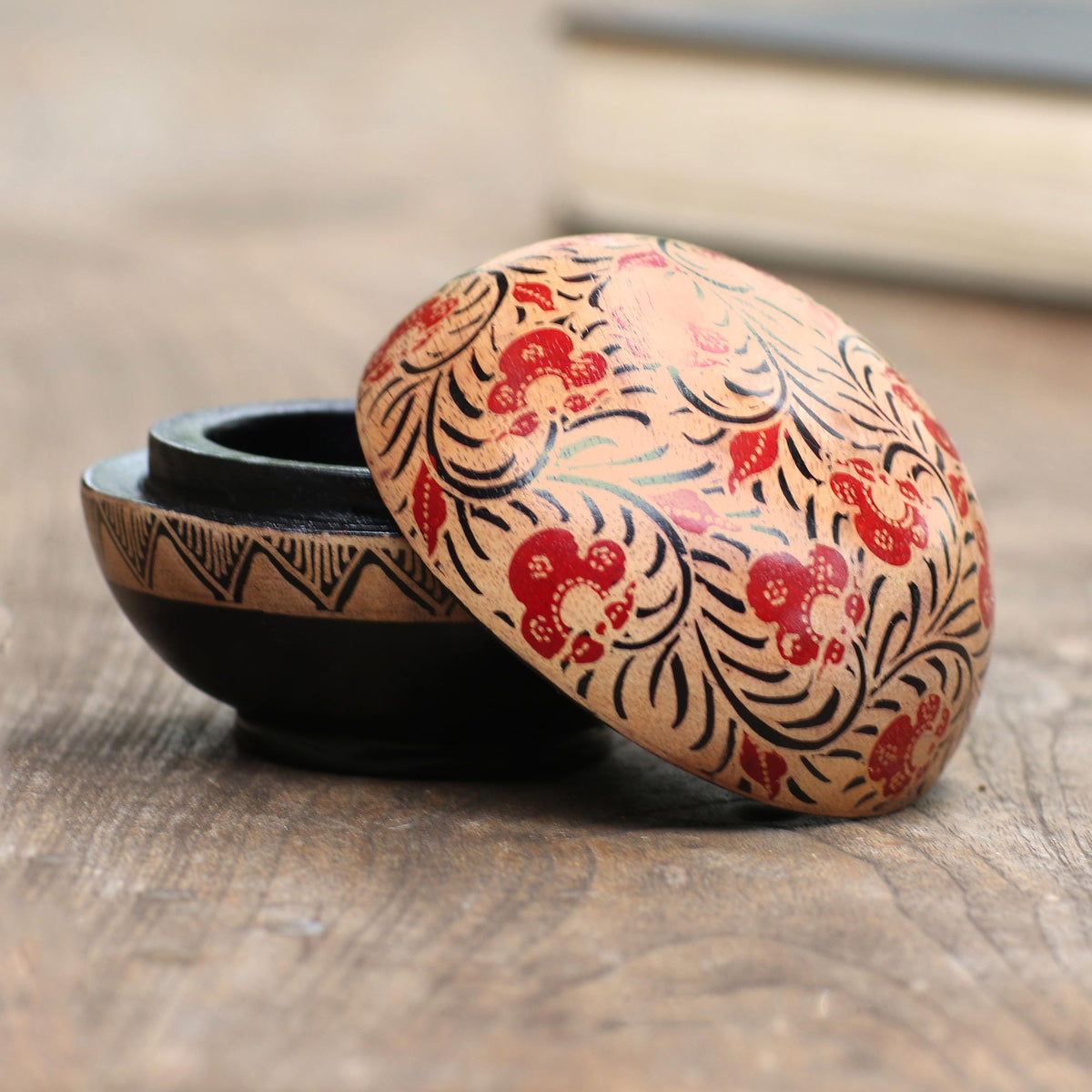 UNDISCOVERED Artisan Box | Balinese Round Wood Batik Decorative Box ...