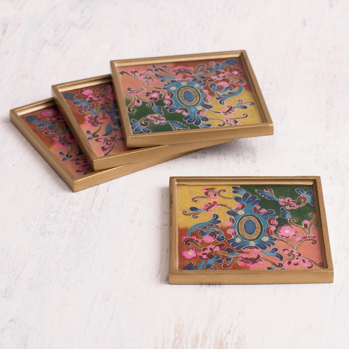 UNDISCOVERED Artisan Box | Colorful Reverse-Painted Glass Coasters from ...