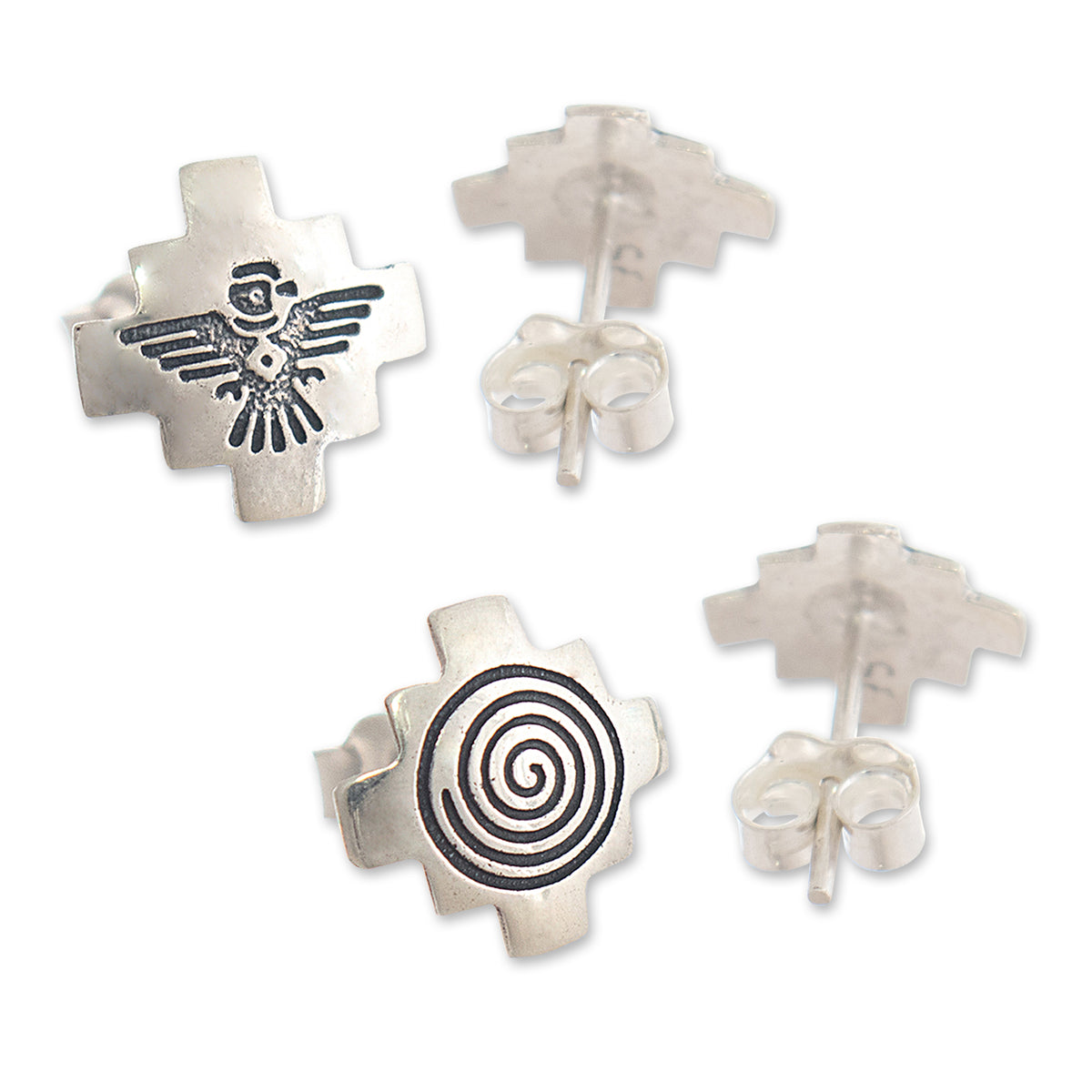UNDISCOVERED Artisan Box | 950 Silver Andean Stud Earrings (2 Pairs ...